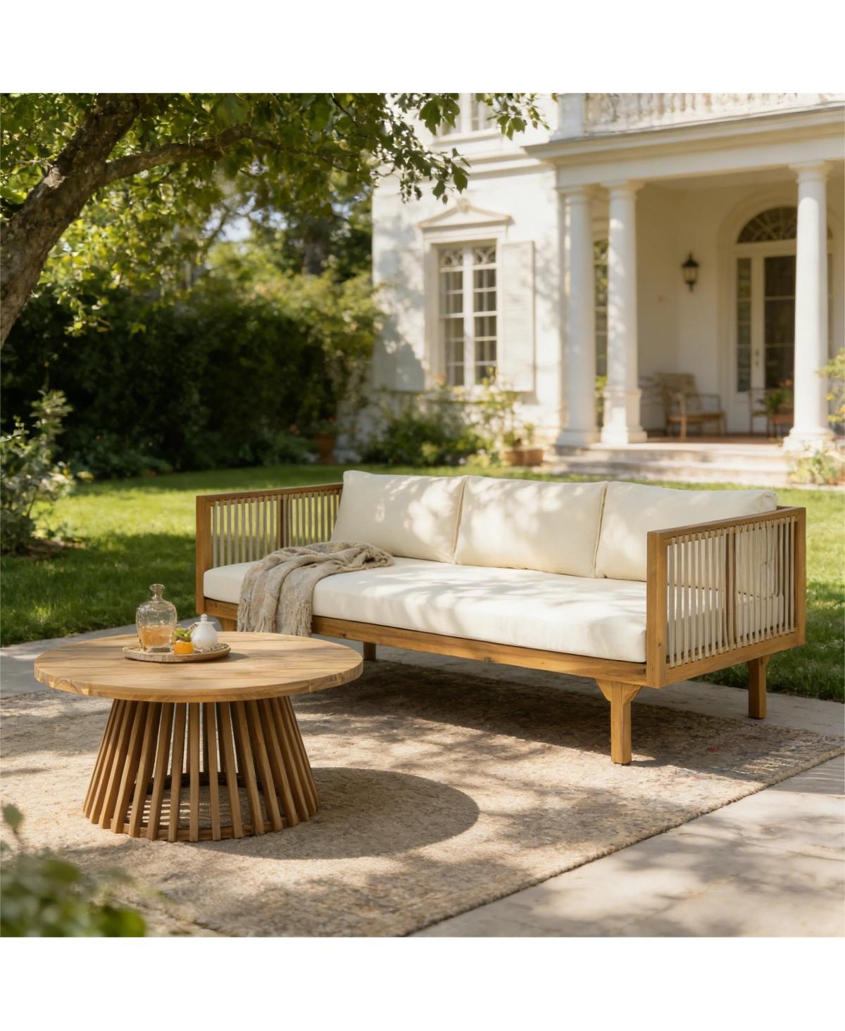 Click here for Asagikoiai 2-Piece Outdoor Acacia Wood Sofa Set wi... prices