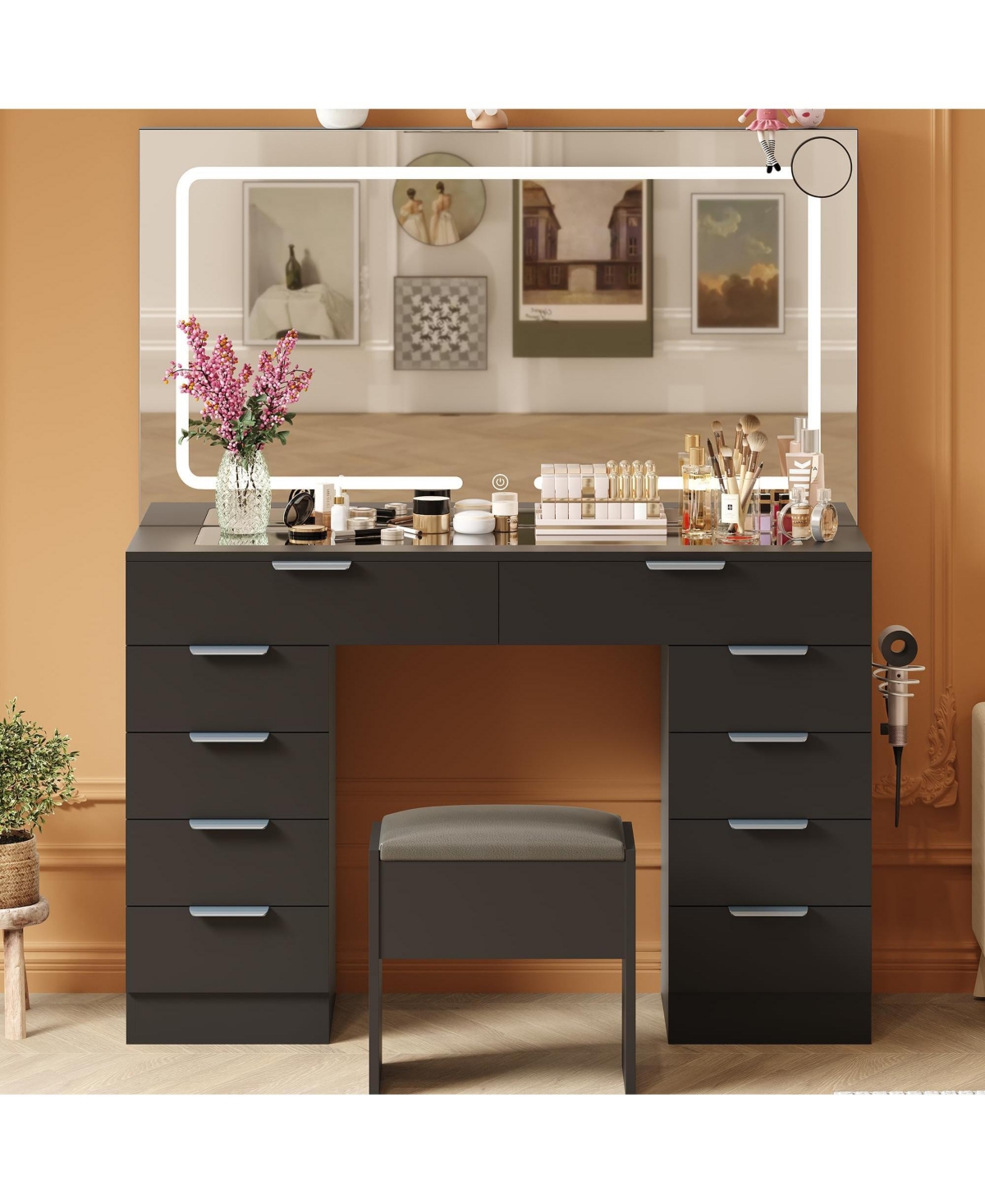 Click here for homfan Vanity Desk with Large Mirror and Lights  S... prices