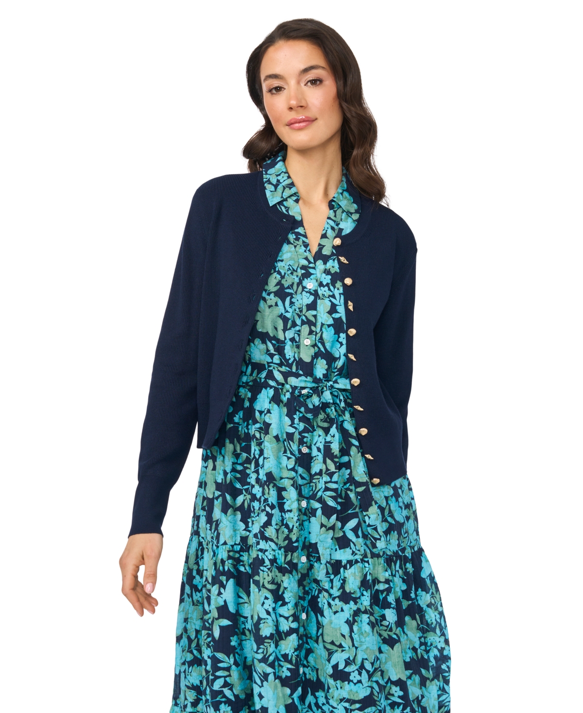 Click here for CeCe Womens Long-Sleeve Crewneck Rayon Cardigan -... prices