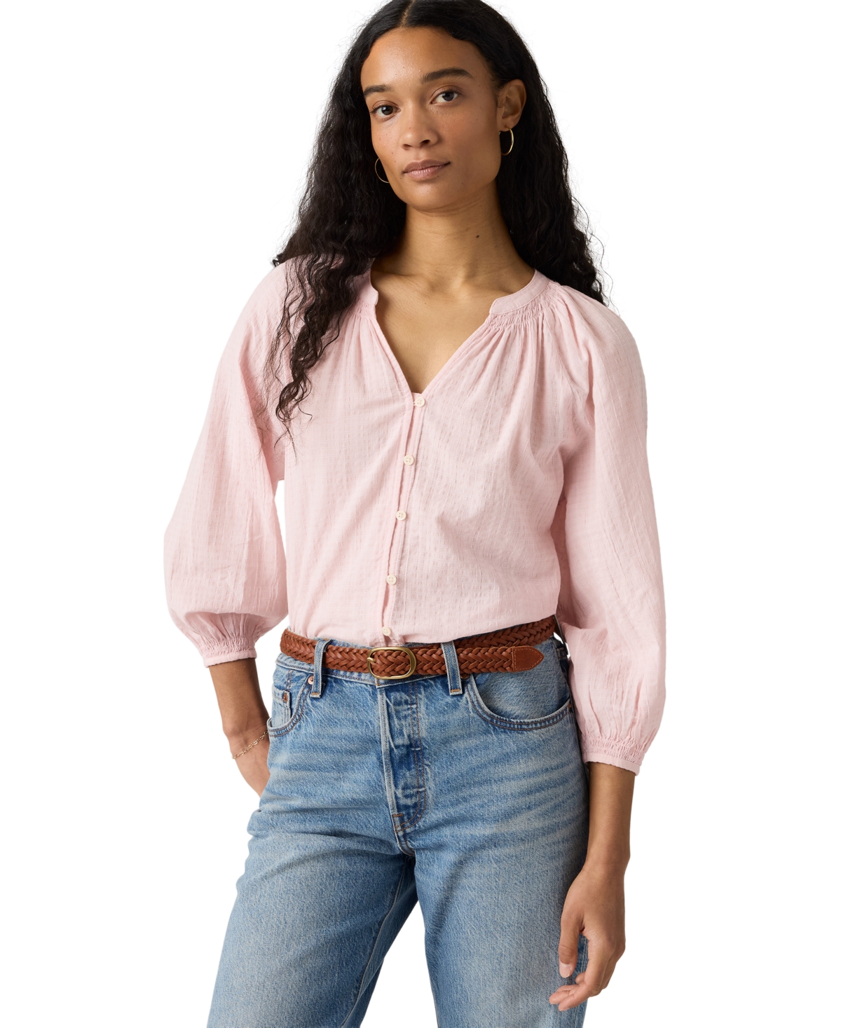 Click here for Levis Juniors Phoebe V-Neck Blouse - Crystal Pink prices