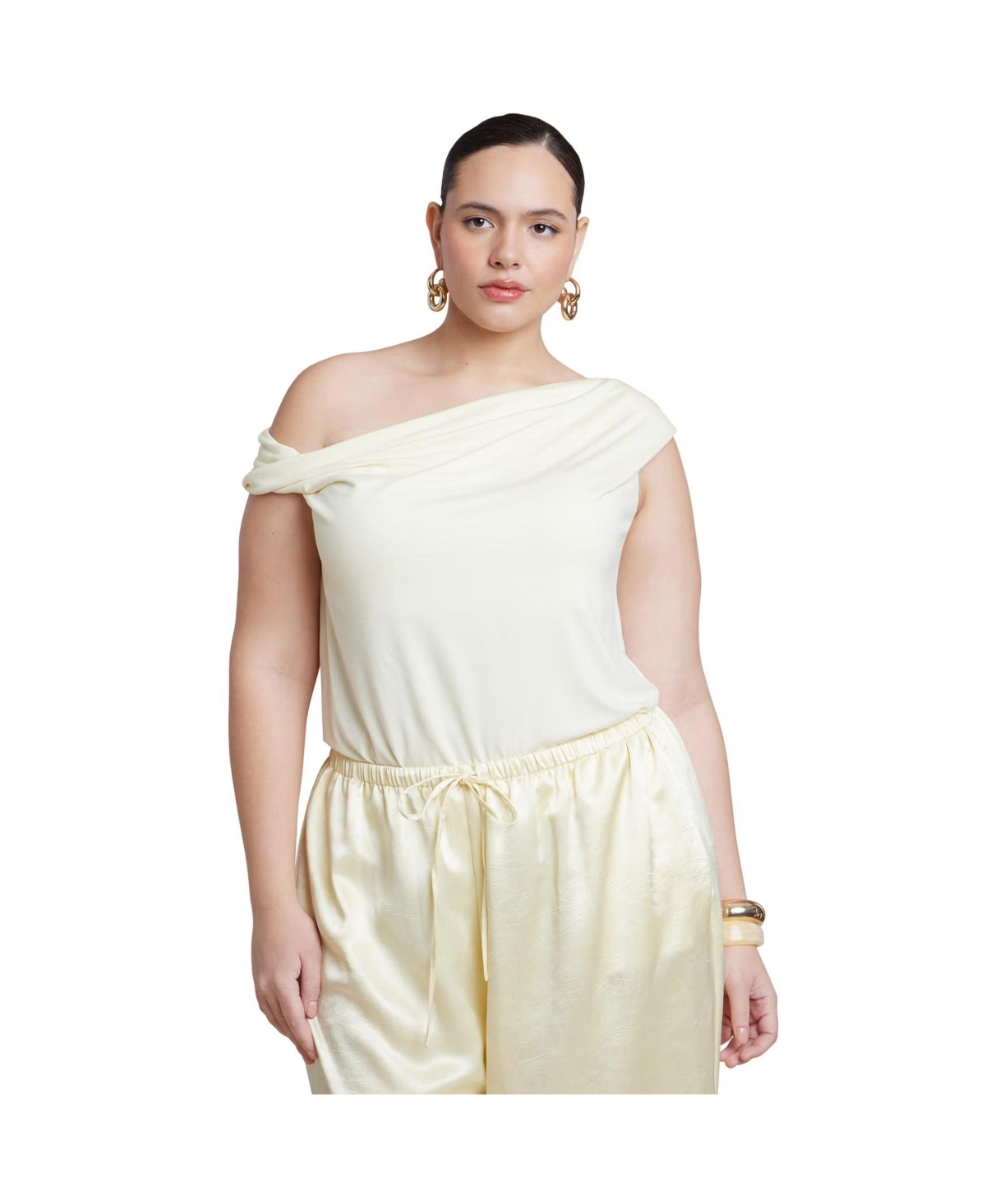 Click here for Eloquii Womens Plus Size Asym Twist Sleeve Top - S... prices