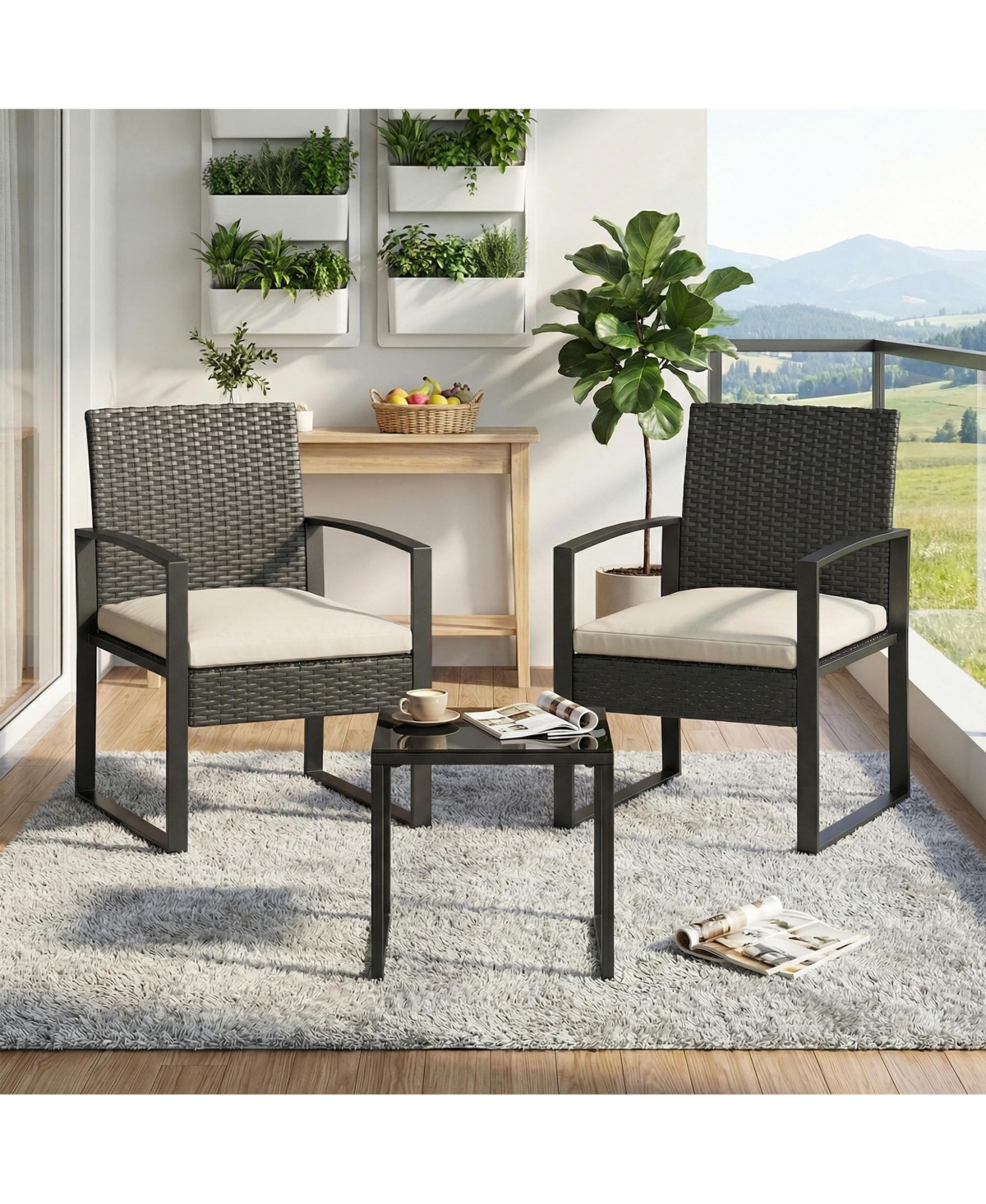 Click here for gaomon Adults Piece Patio Bistro Set  Iron Wicker... prices