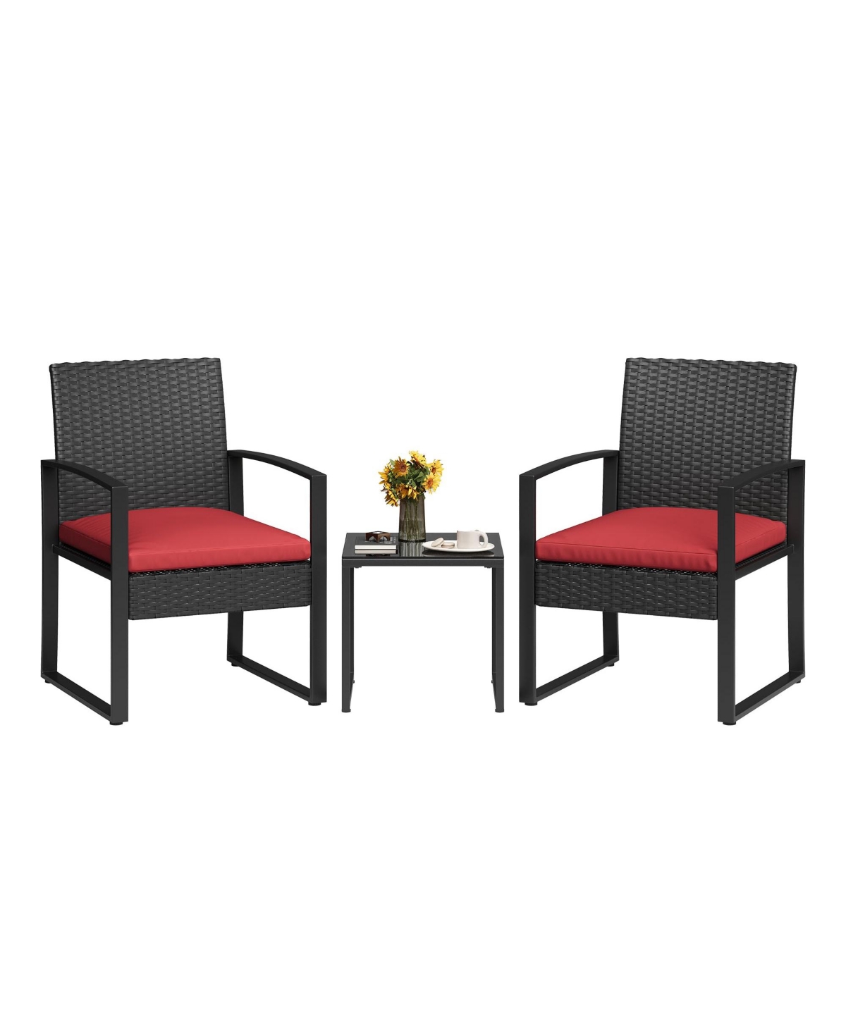 Click here for gaomon Adults Piece Patio Bistro Set  Iron Wicker... prices