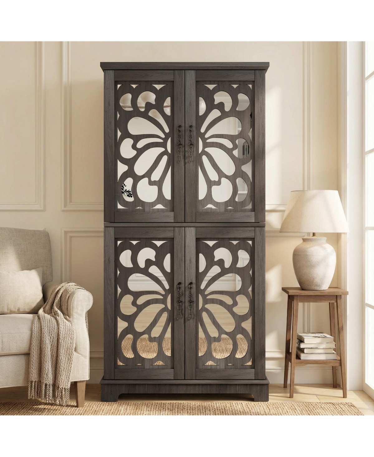 Click here for Sailvan Display Sideboard Buffet with 4 Acrylic Mi... prices
