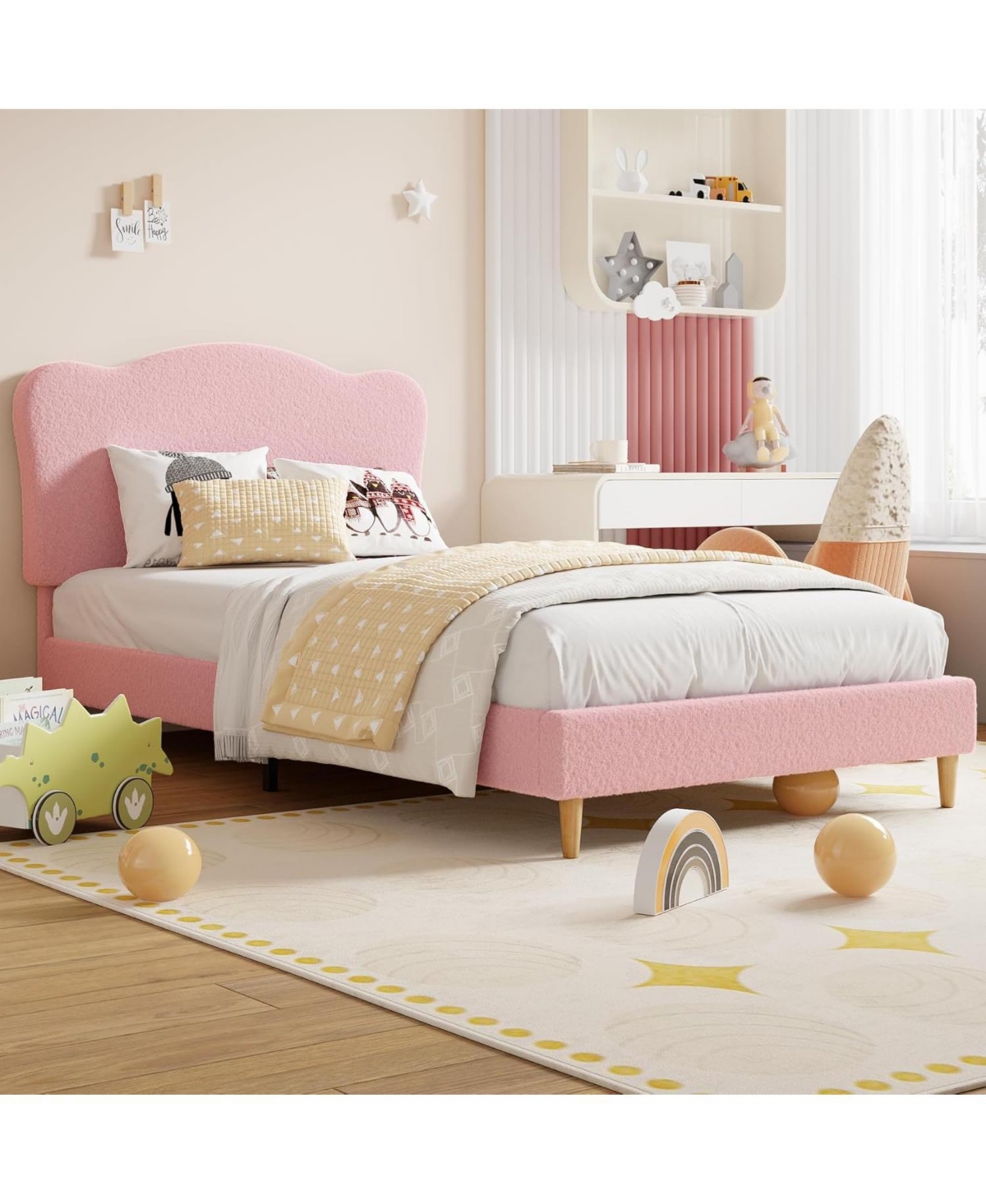 Click here for gaomon Upholstered Bed Frame for Kids with Scallop... prices
