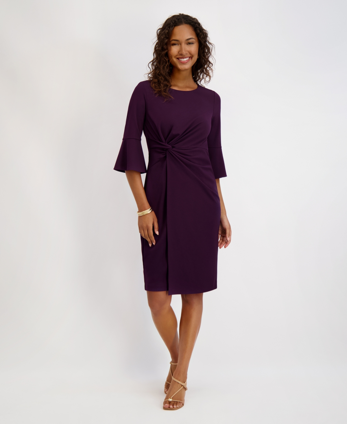 Click here for Womens Twist-Front Sheath Dress with Bell Sleeves... prices