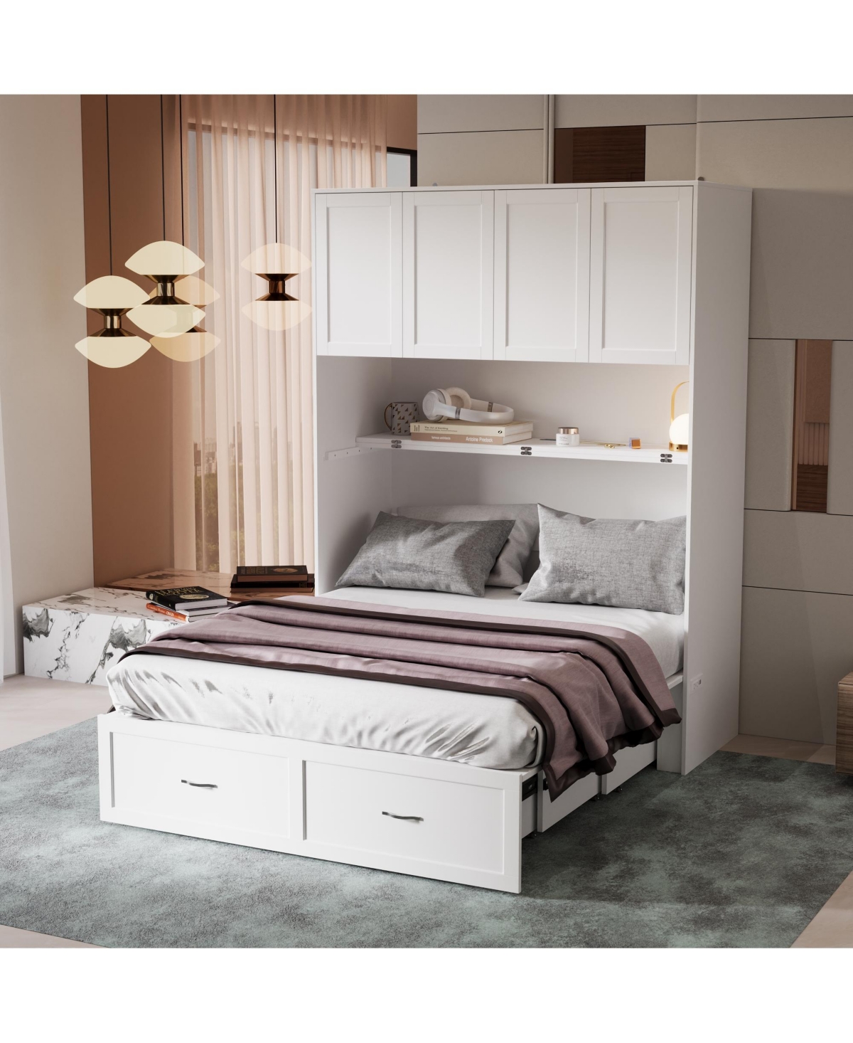 Click here for Homsee Full Size Murphy Bed with 4-Door Cabinet -... prices