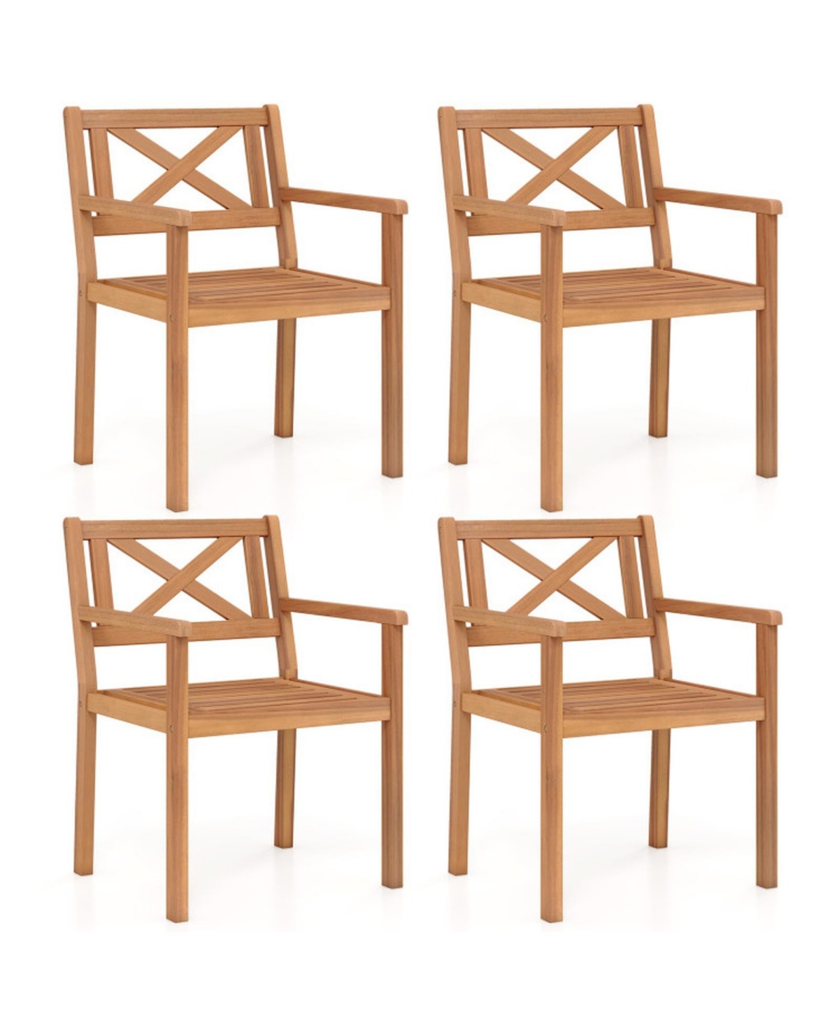 Click here for Gouun Set of 4 Acacia Wood Patio Dining Chairs wit... prices