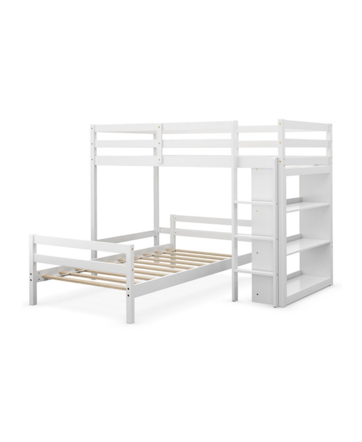 Click here for Gouun Twin Over Twin Loft Bunk Bed with 4-Tier Boo... prices