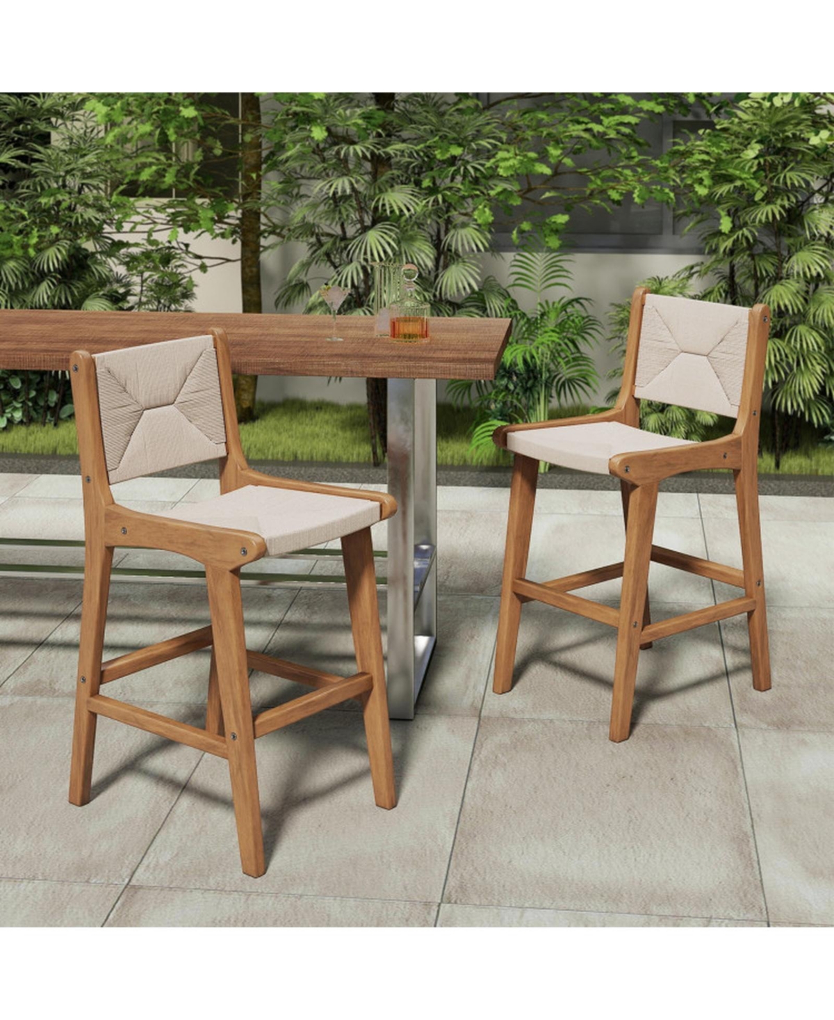 Click here for Gouun Set of 2 Counter-Height Bar Stools with Wove... prices