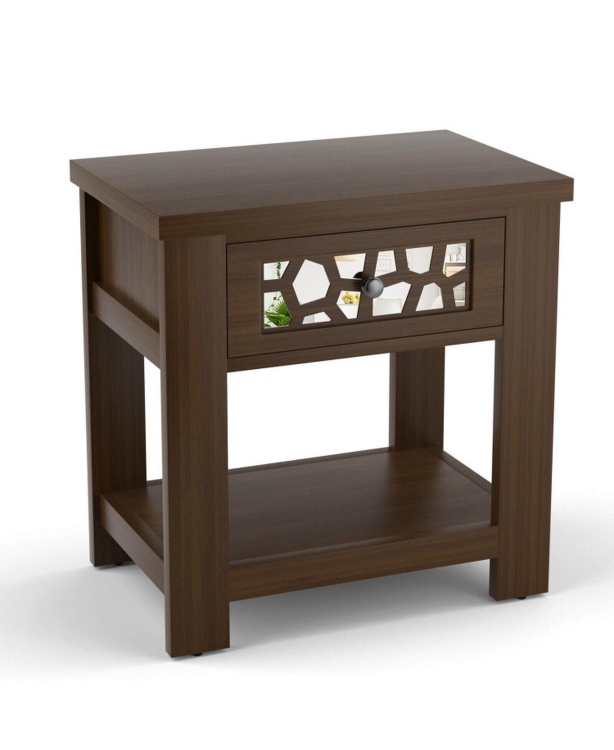 Click here for Gouun Retro End Table with Mirrored Glass Drawer a... prices