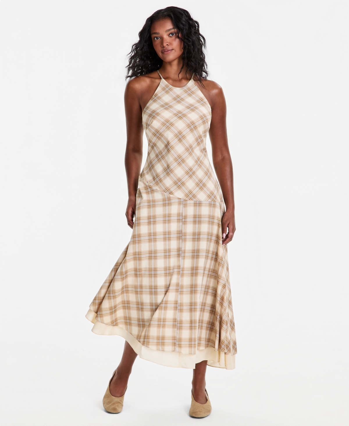 Click here for And Now This Womens Cotton Plaid Cami-Strap Asymme... prices