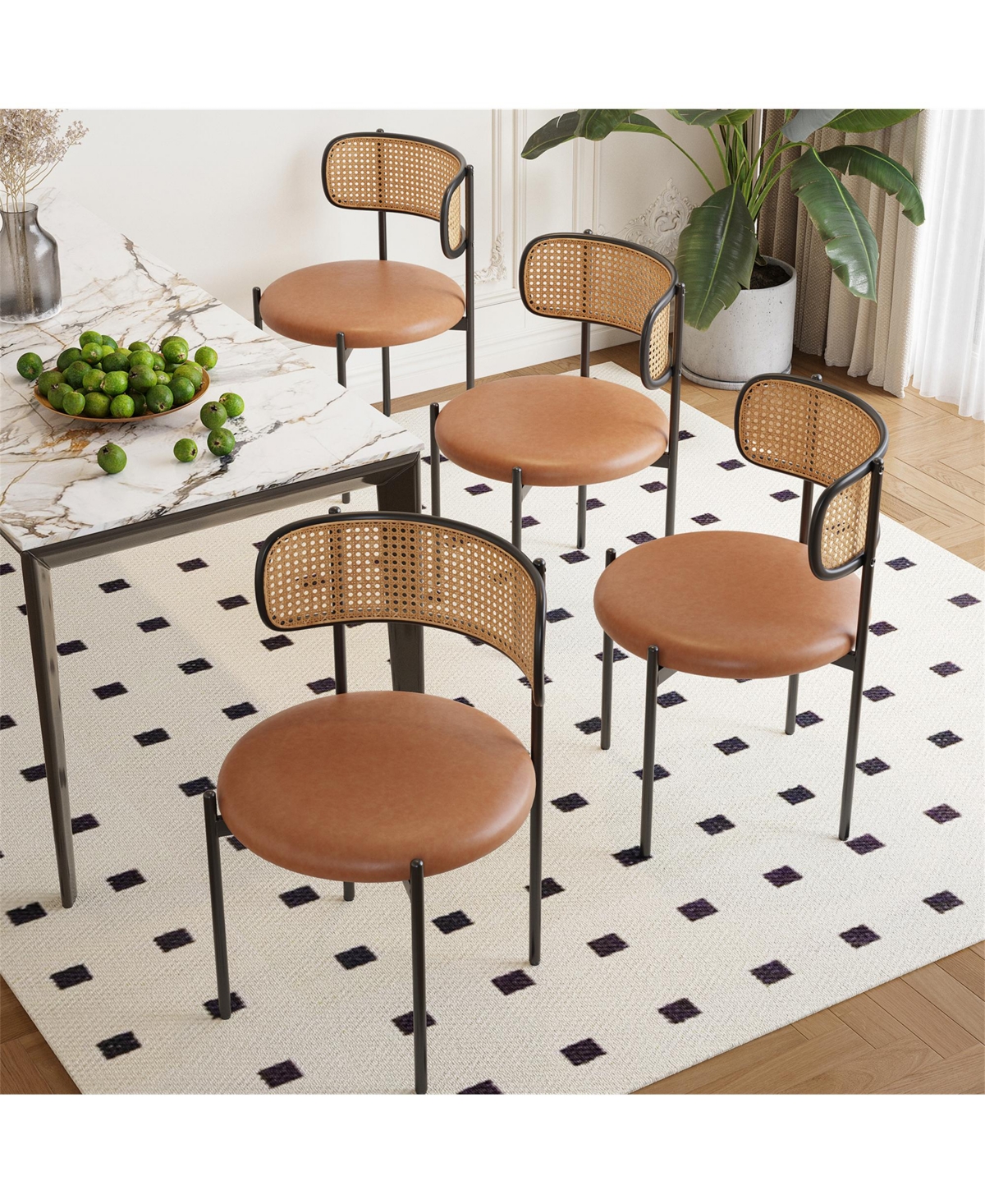Click here for Clihome Pu Leather Upholstered Seat Rattan Backres... prices