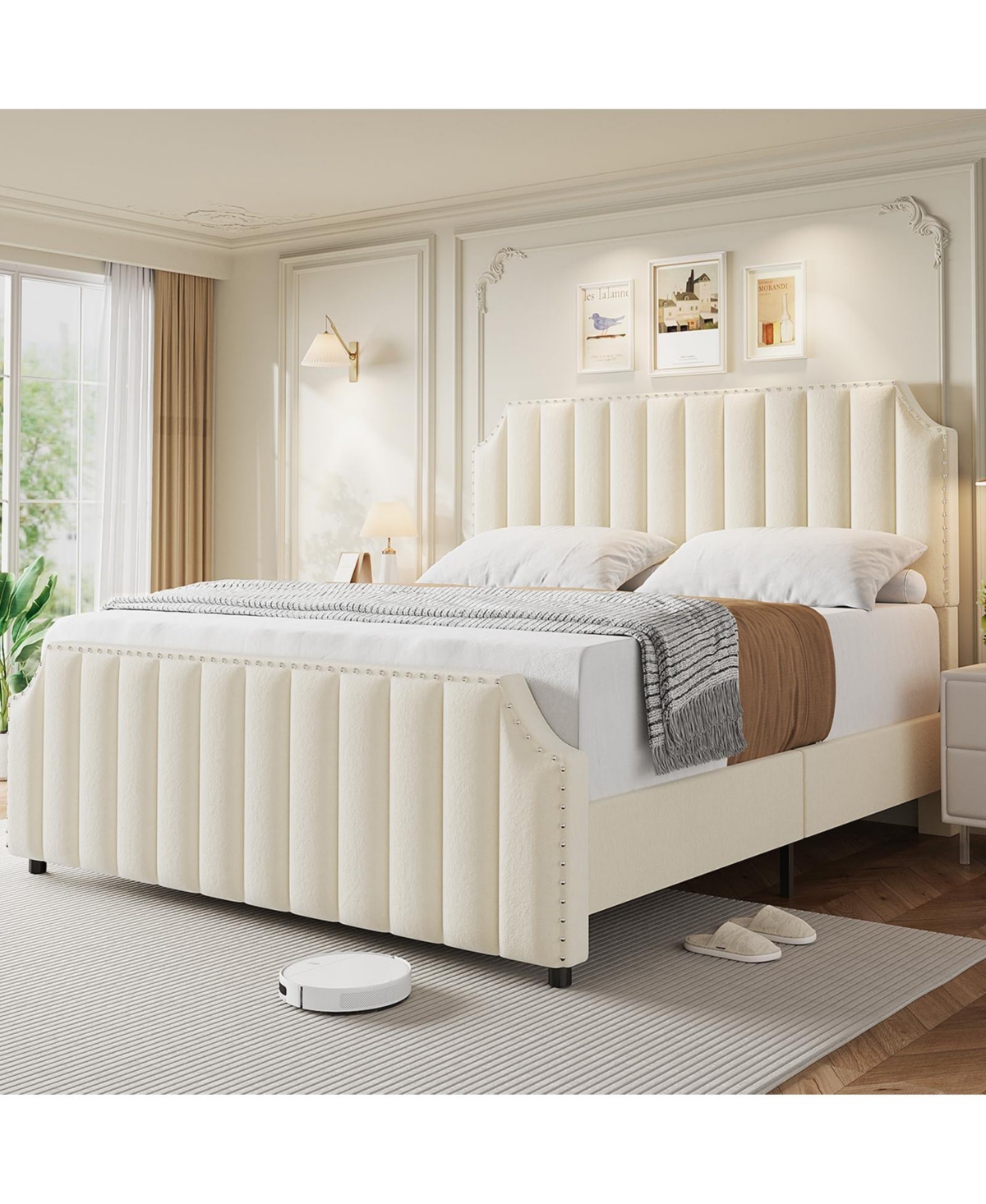 Click here for homfan Velvet Bed Frame  50.2 Tall Headboard and F... prices
