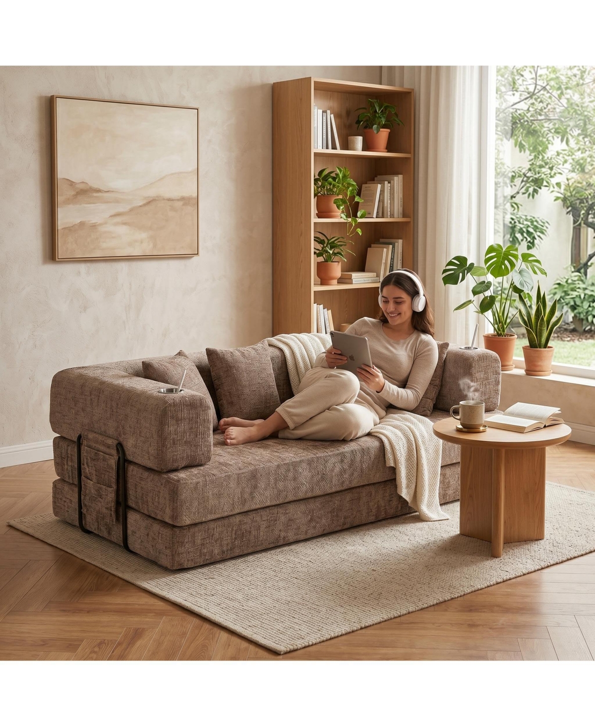 Click here for homfan 5-in-1 Convertible Sofa Bed  Corduroy Floor... prices
