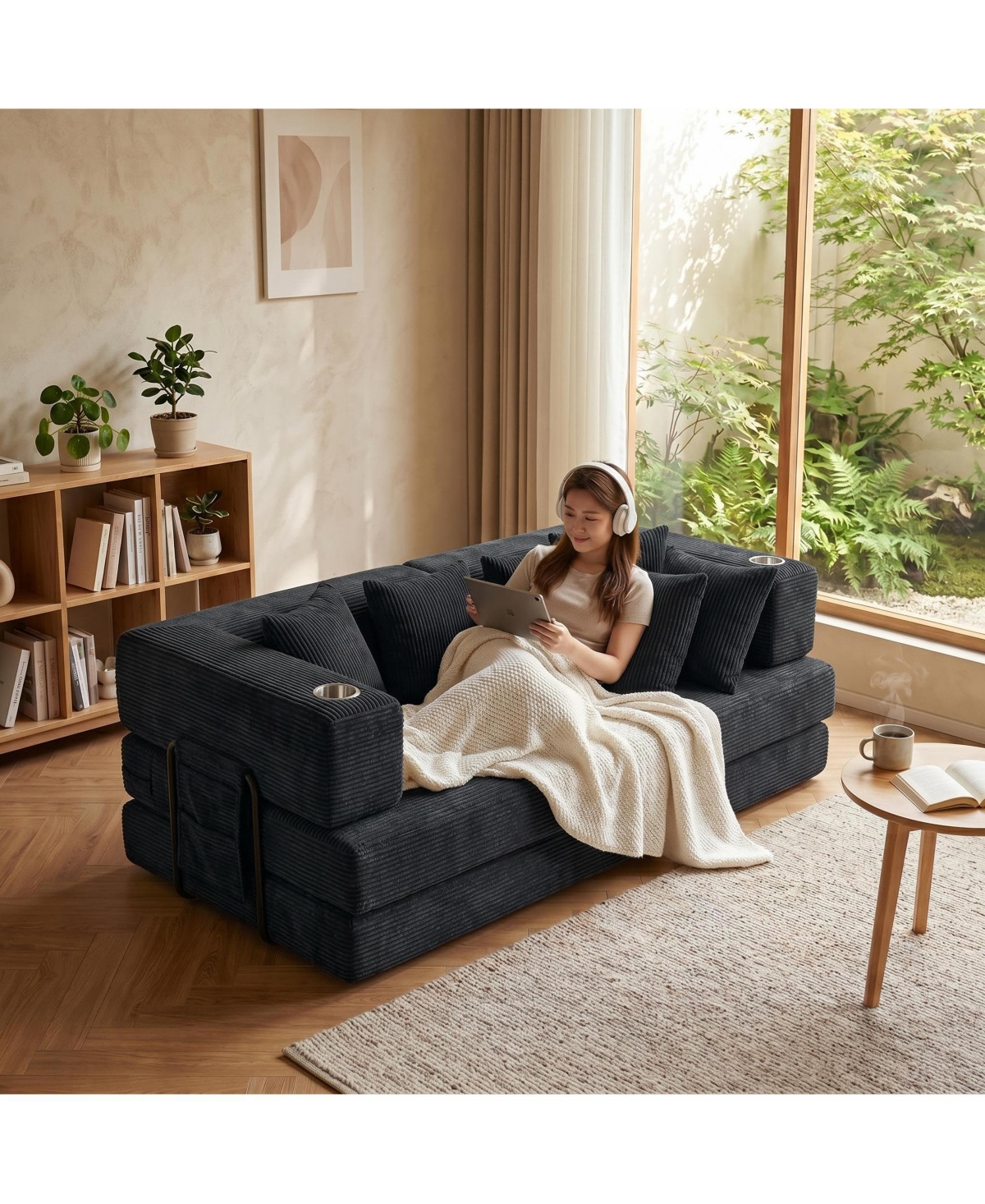 Click here for homfan 5-in-1 Convertible Sofa Bed  Corduroy Floor... prices
