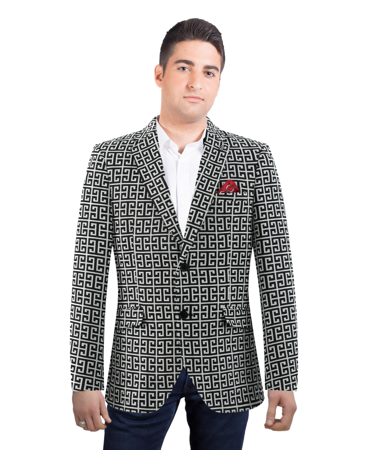 Click here for Elie Balleh Mens Slim Fit Blazer Sports Coat - Bla... prices