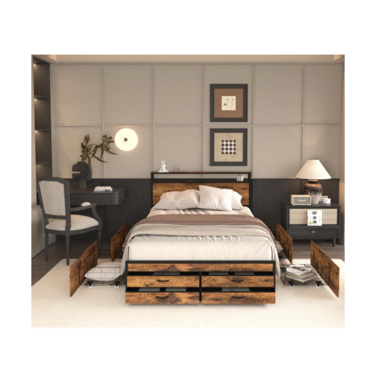 Click here for Lucky One Full Size Bed Frame with 8 Storage Drawe... prices