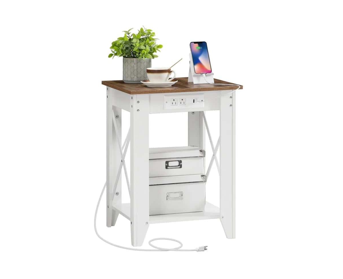 Click here for Slickblue 2-Tier Side Table with Usb Ports and Bui... prices