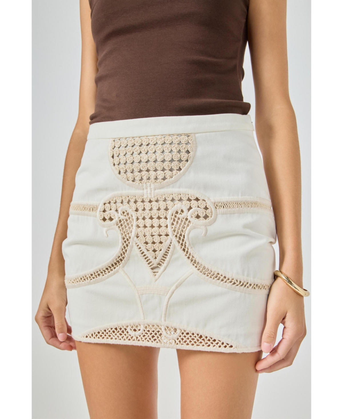 Click here for endless rose Womens Embroidered Mini Skirt - Cream prices