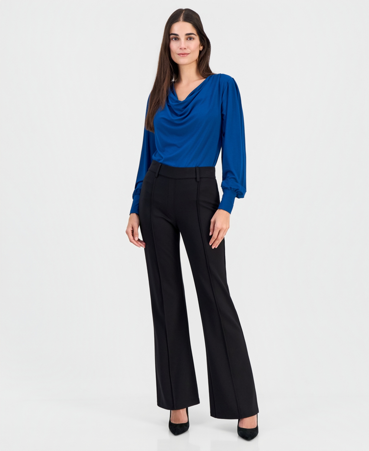 Click here for T Tahari Womens Ponte Pintuck Pull-On Pants - Blac... prices