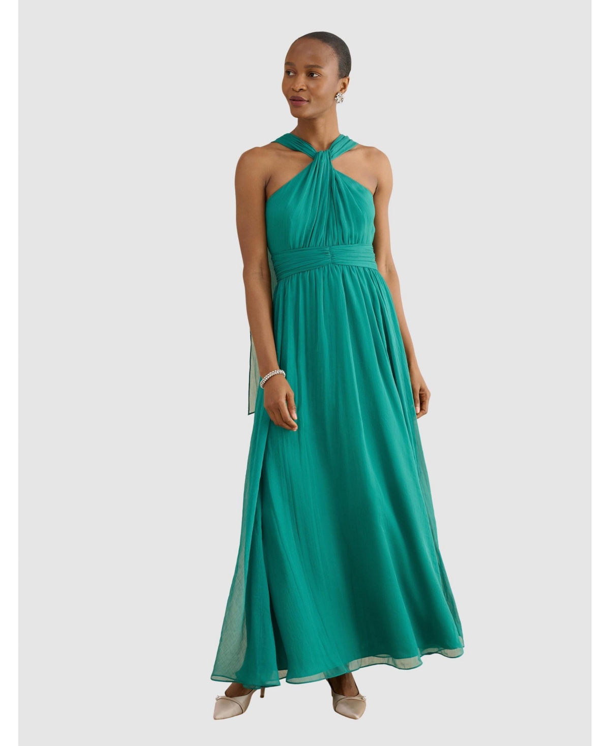 Click here for Hobbs London Womens Marilyn Satin Maxi Dress - Eme... prices