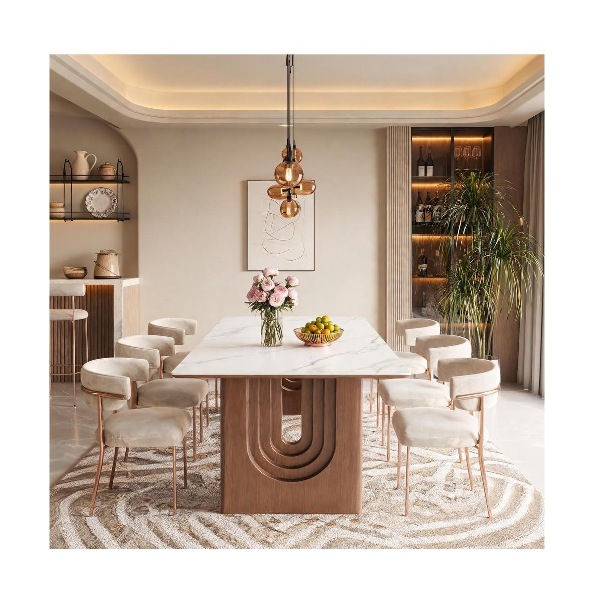 Click here for Tribesigns 63 Sintered Stone Dining Table  Solid W... prices