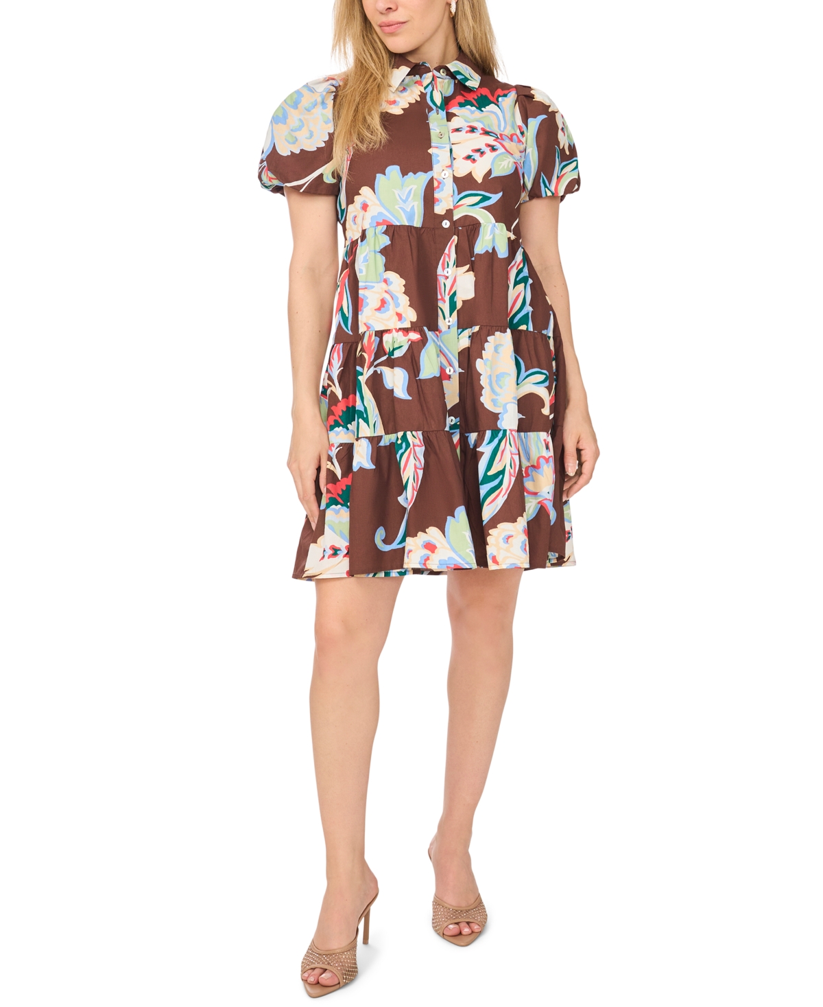 Click here for Msk Petite Collared Short-Sleeve Dress - Deep Maho... prices