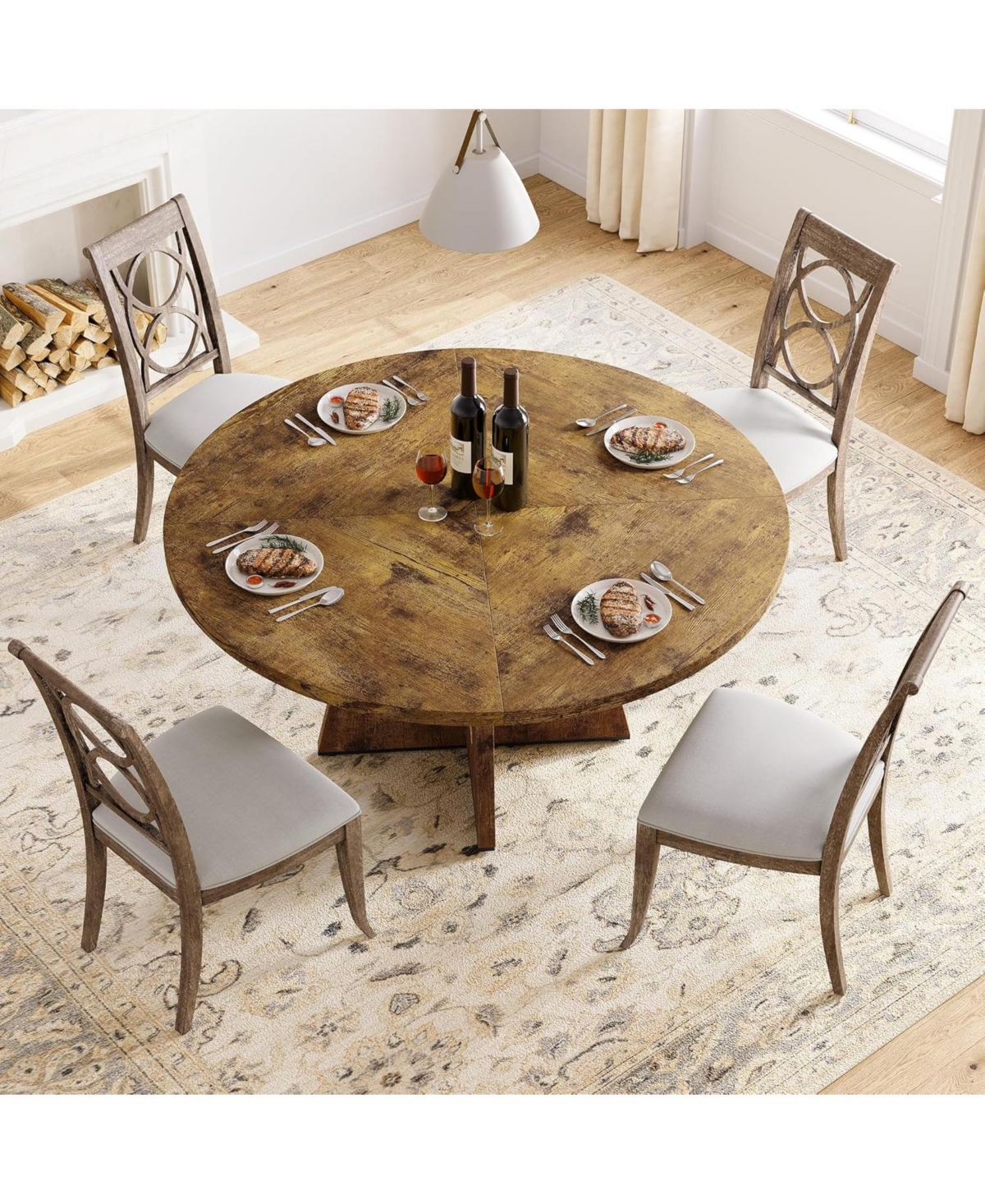Click here for gaomon 47 Inch Farmhouse Kitchen Round Dining Tabl... prices