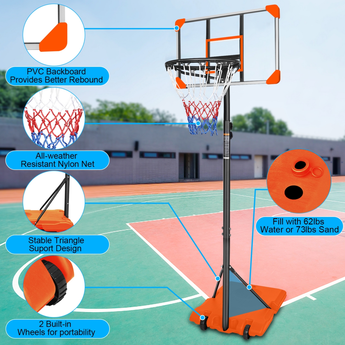 Click here for Zeny Portable Basketball Goal System with Stable B... prices