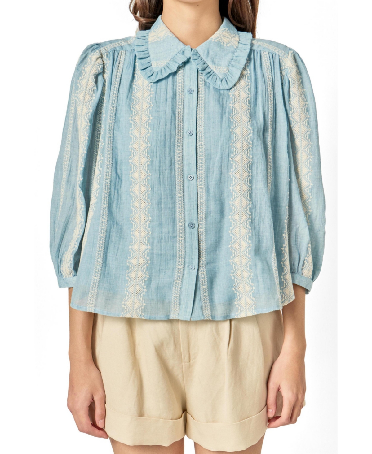 Click here for English Factory Womens Embroidered Ruffle Collar B... prices