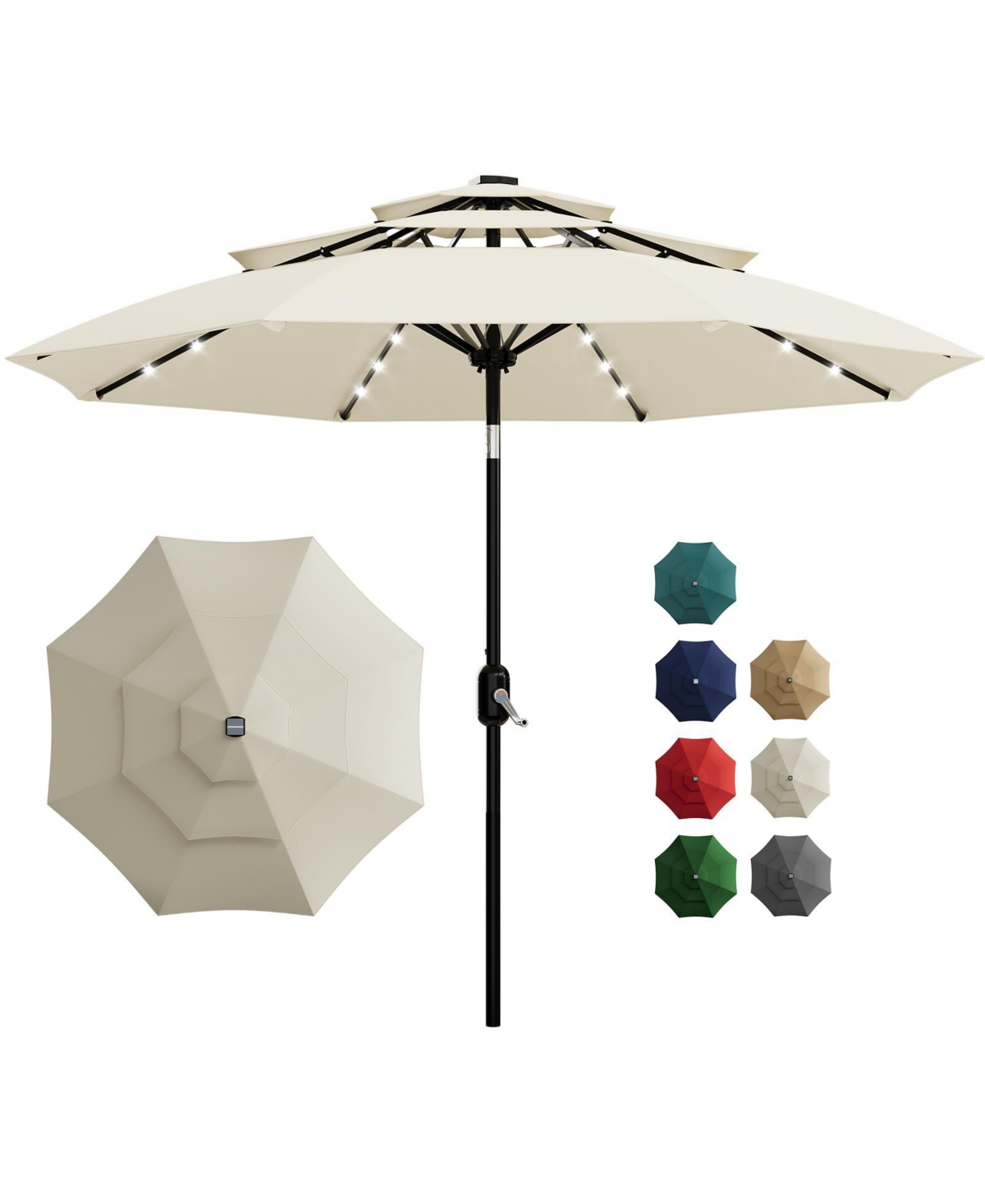 Click here for homfan 10Feet 3-Tier Solar Umbrella With Led Light... prices