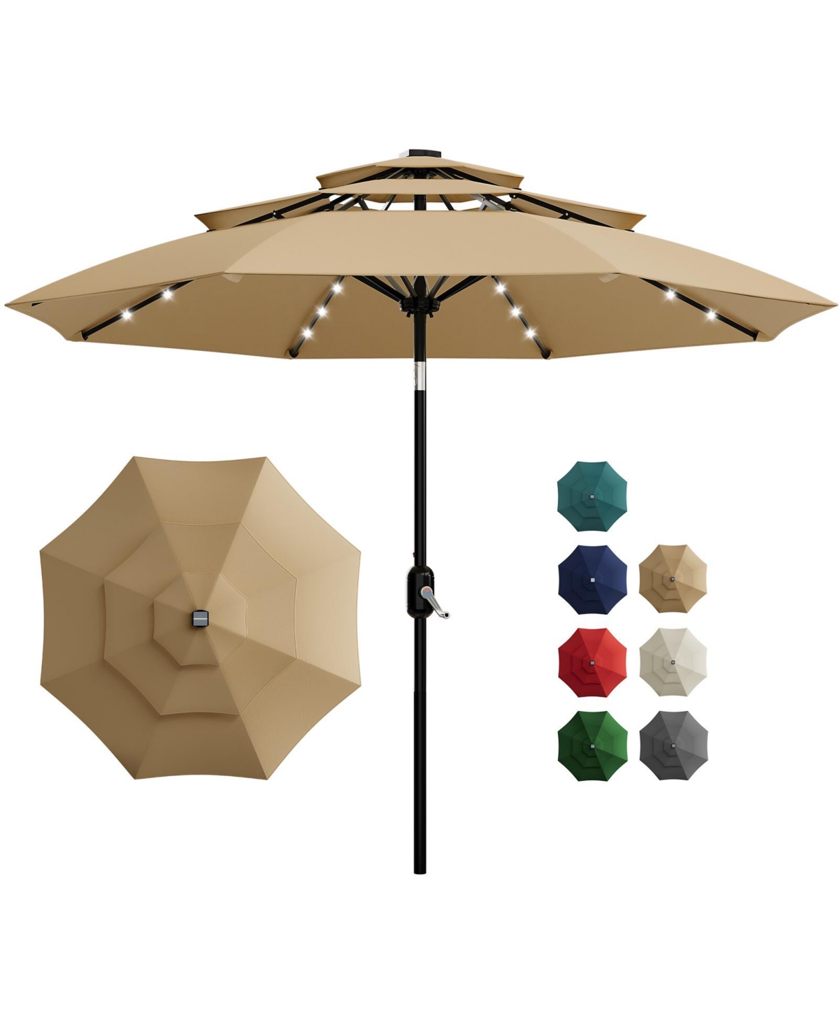 Click here for homfan 10Feet 3-Tier Solar Umbrella With Led Light... prices