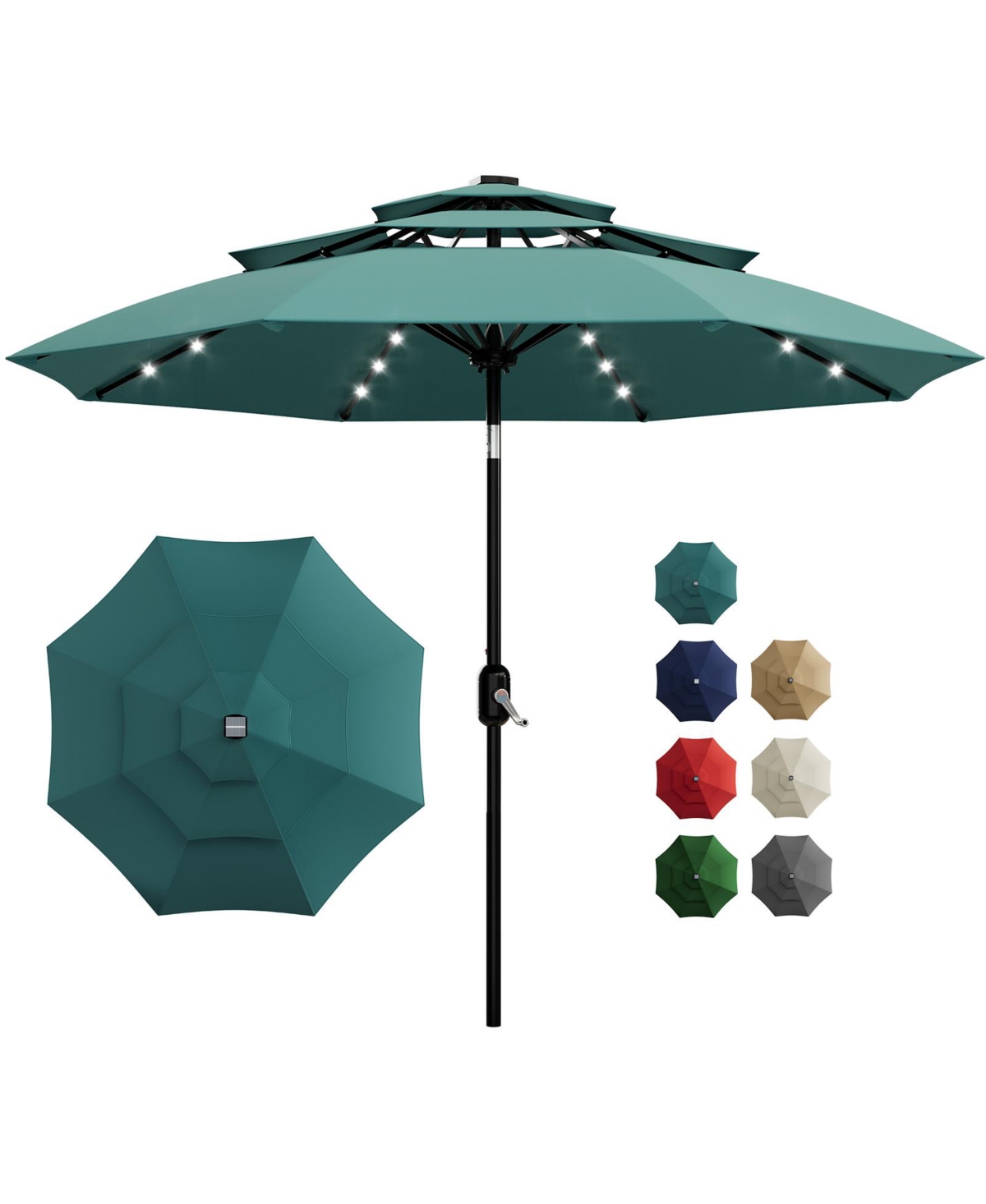 Click here for homfan 10Feet 3-Tier Solar Umbrella With Led Light... prices