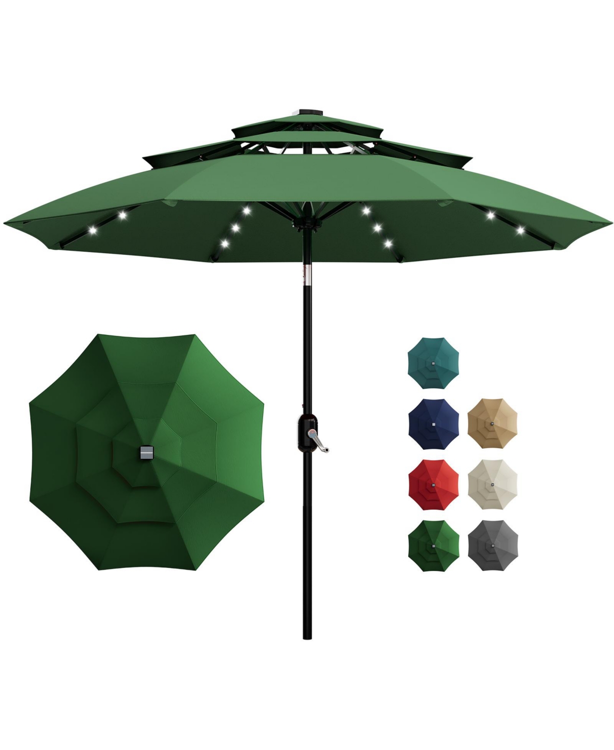 Click here for homfan 10Feet 3-Tier Solar Umbrella With Led Light... prices