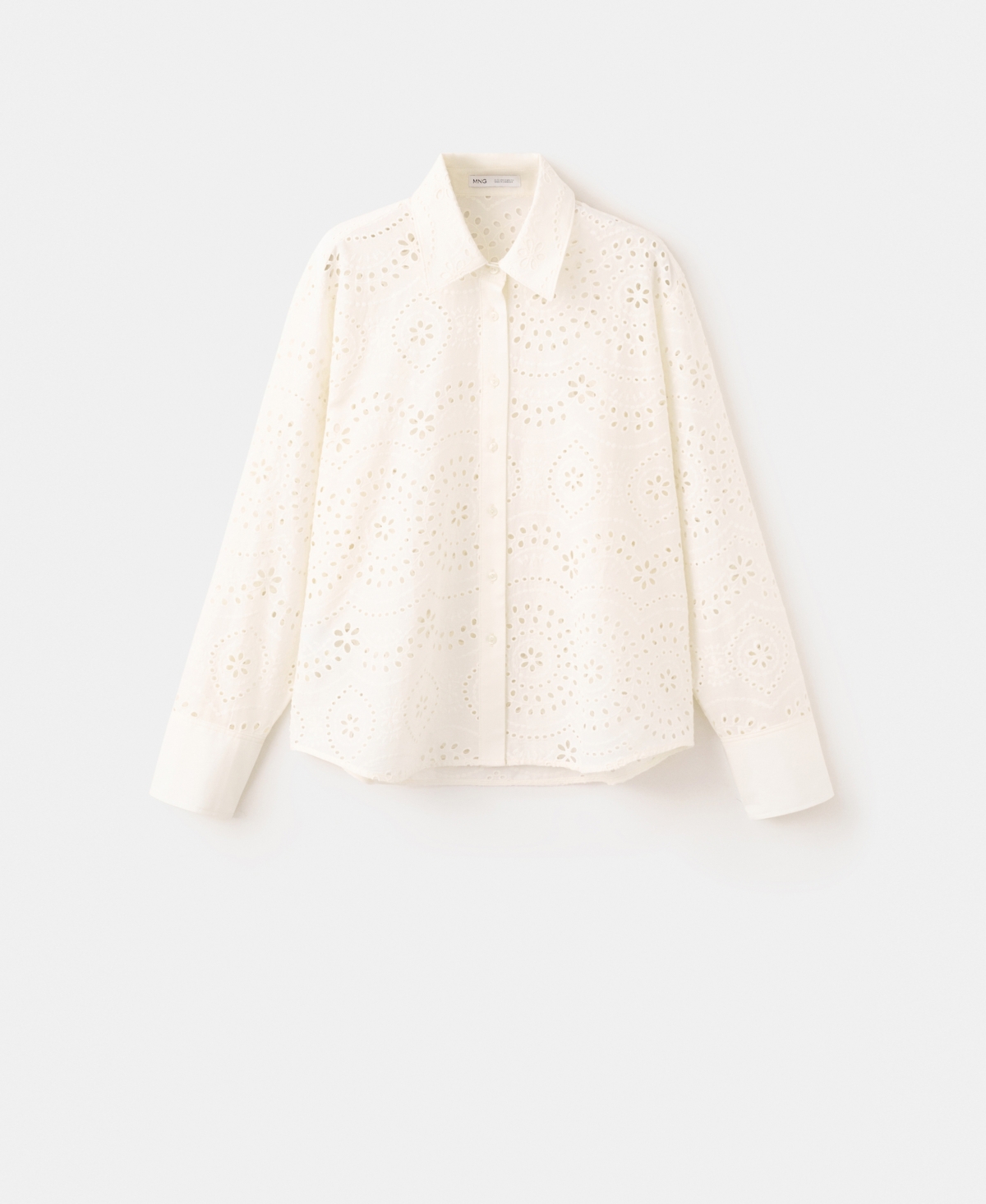 Click here for Mango Womens Openwork Embroidery Cotton Shirt - Ec... prices