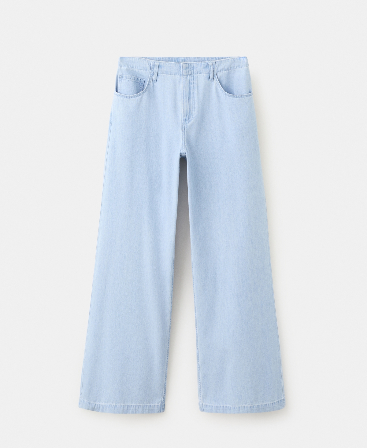 Click here for Mango Womens Wide Leg Mid-Rise Jeans - Light Blue prices
