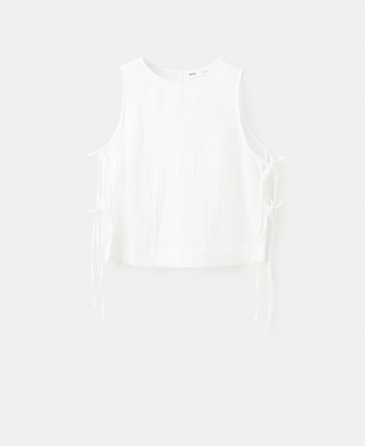 Click here for Mango Womens Ties Double Gauze Top - White prices
