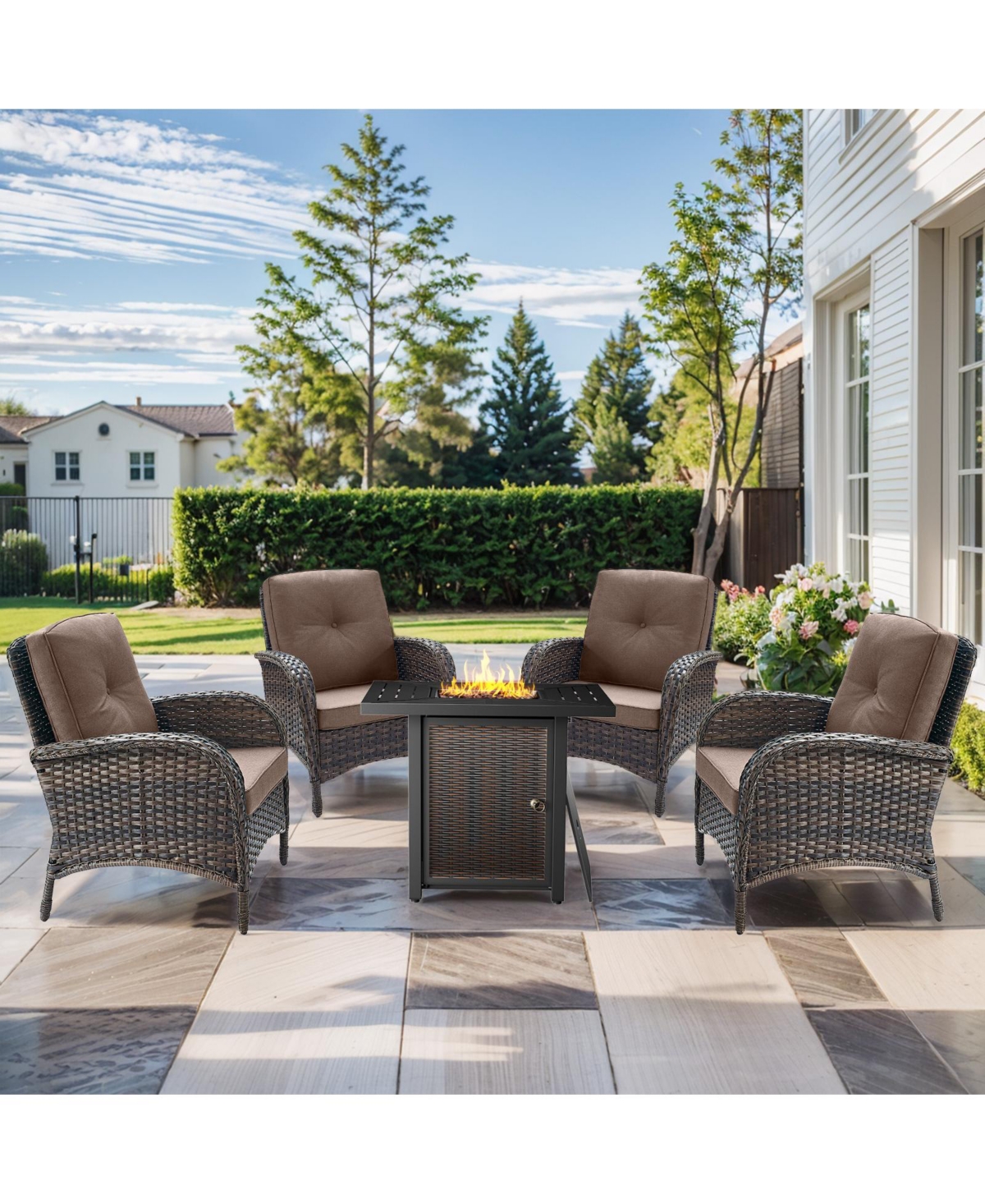 Click here for Pocassy Rattan Furniture Set with Fire Pit Table S... prices
