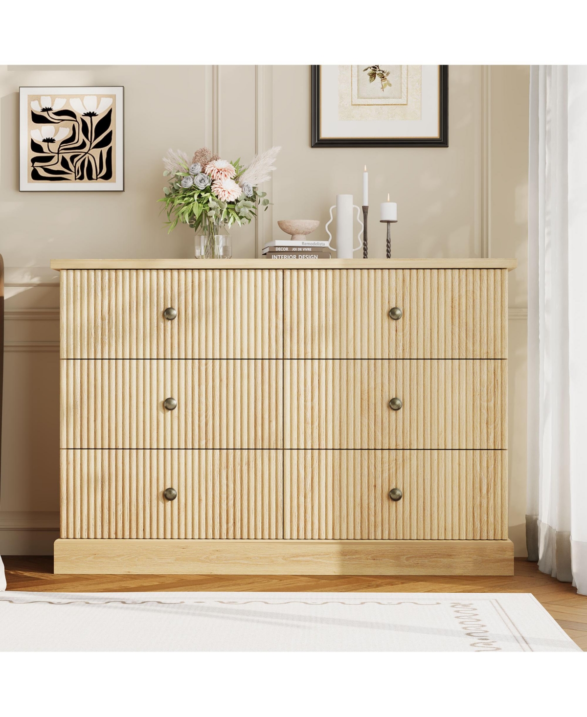 Click here for homfan 6 Drawer Dresser Chest with Fluted Front an... prices