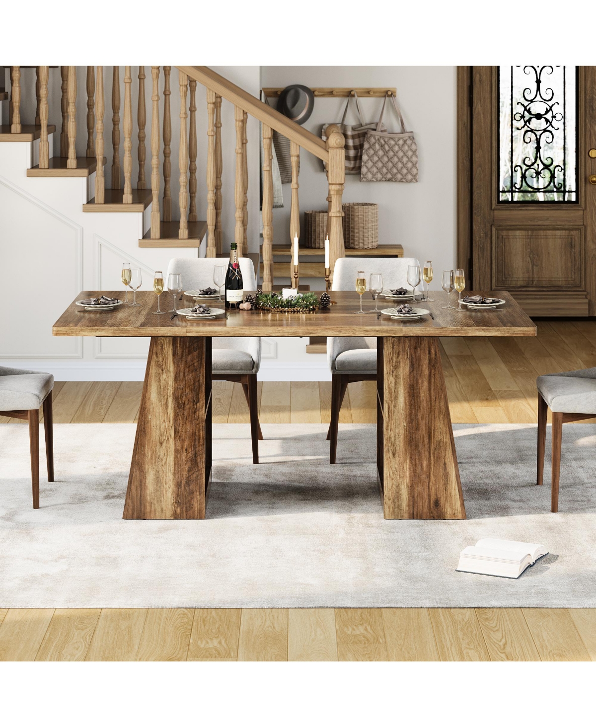 Click here for gaomon Rectangular Dining Bench Table  Thick Wood... prices