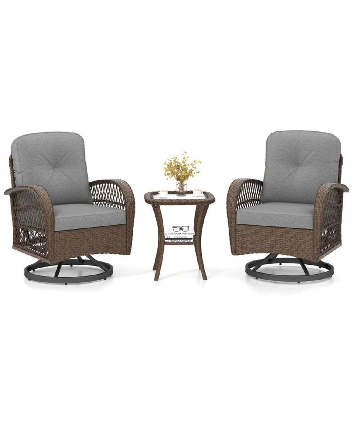 Click here for Sugift 3-Piece Patio Swivel Rocker Set with Temper... prices