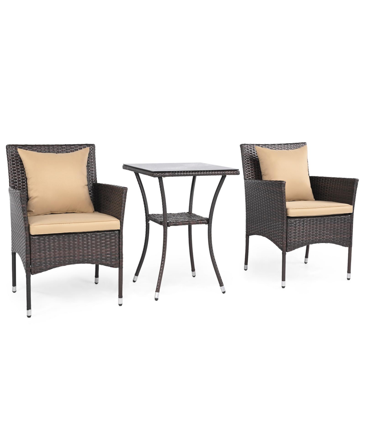 Click here for Gymax Set of 3 Patio Wicker Bistro Set 2 Rattan Ch... prices