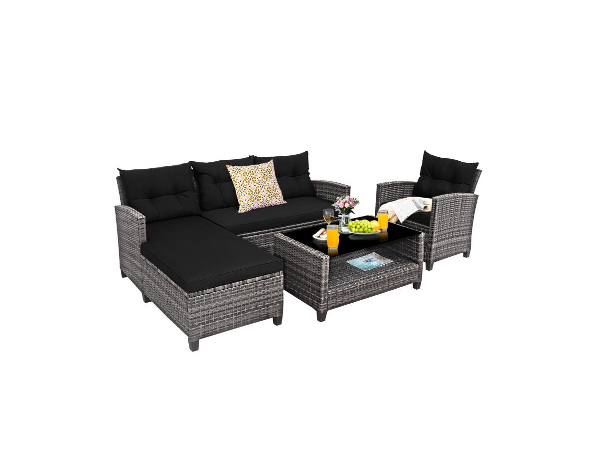 Click here for Mondawe 4 Pieces Patio Rattan Sofa Furniture Set w... prices