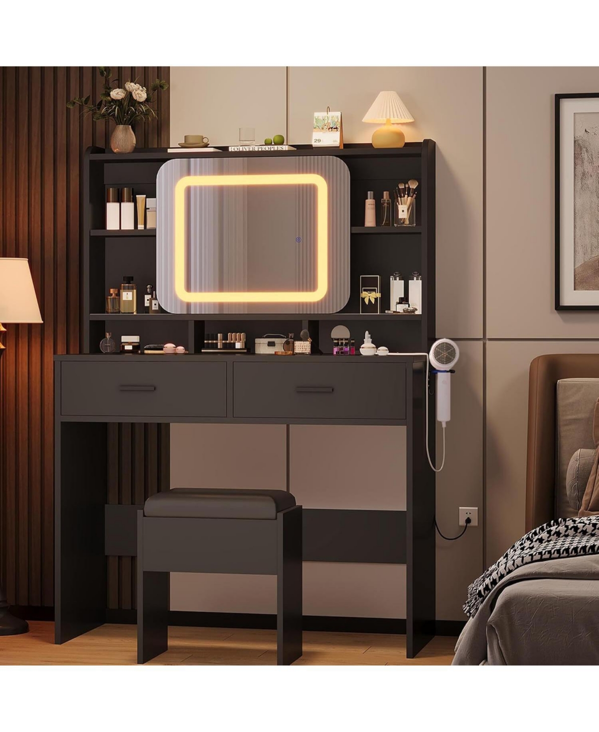 Click here for gaomon 2-Drawer Vanity Desk  Lighted Makeup Table... prices