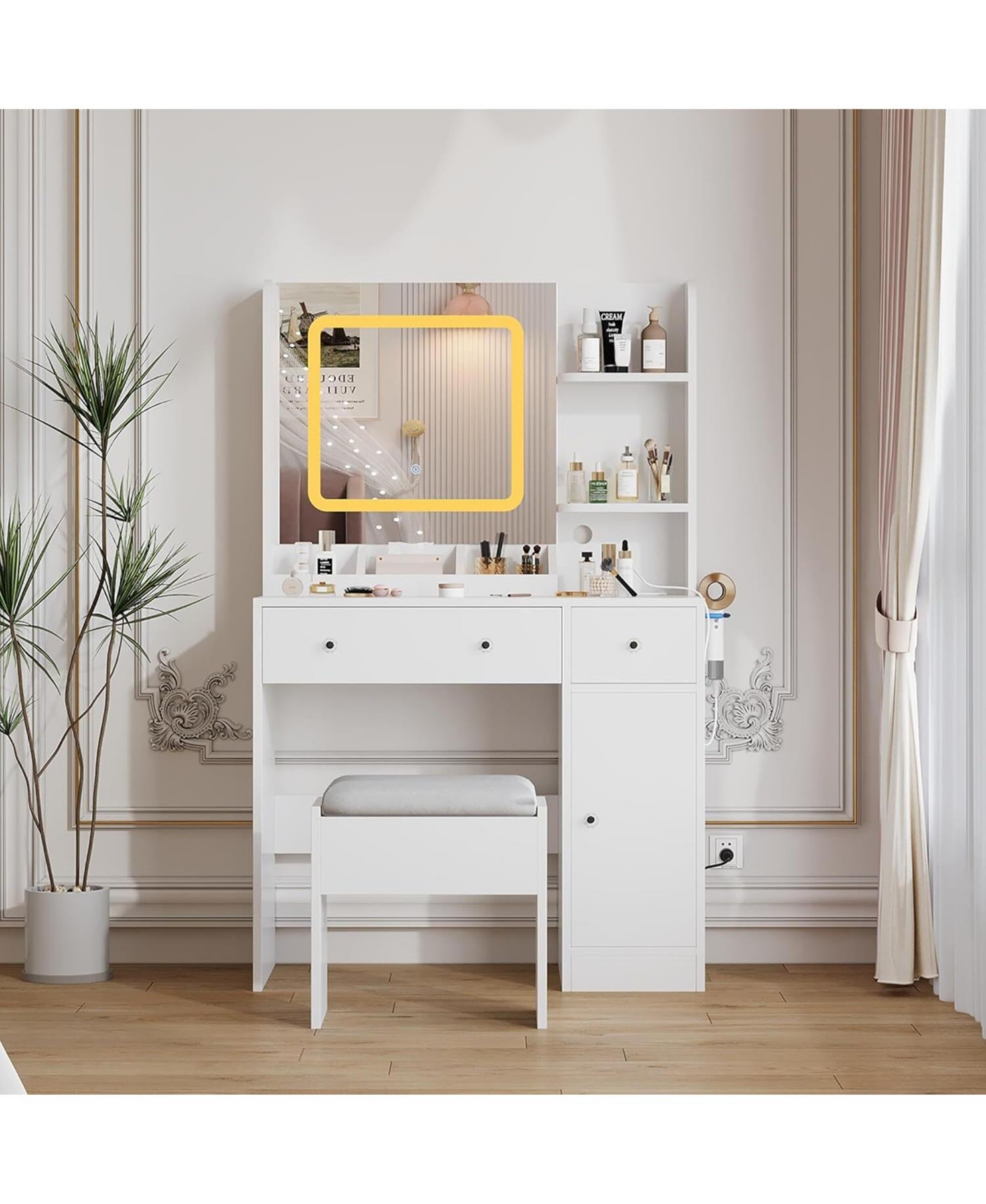 Click here for gaomon 3-Drawer Vanity Desk  Lighted Makeup Table... prices