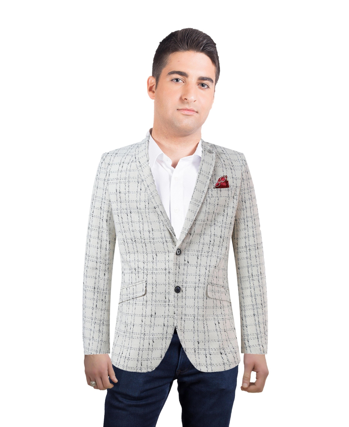 Click here for Elie Balleh Mens Slim Fit Plaid Boucle Sport coat... prices