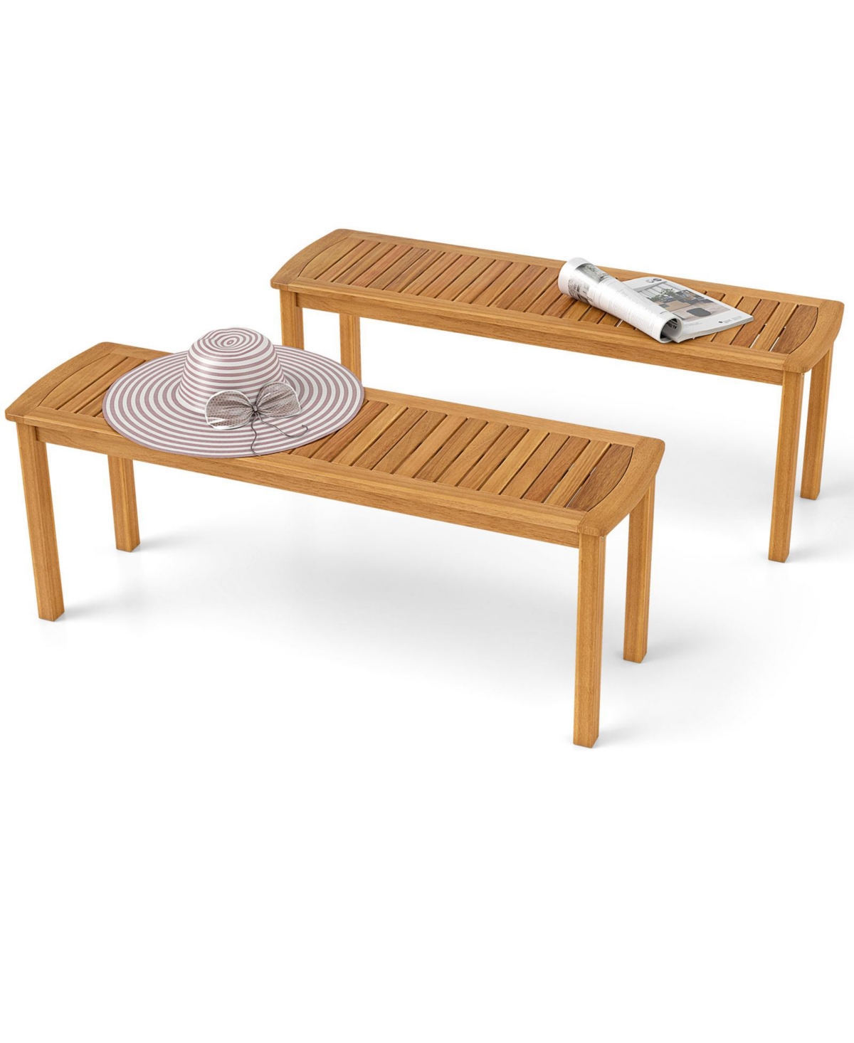 Click here for Gymax 2 Pcs Acacia Wood Outdoor Bench 48 Long Pati... prices