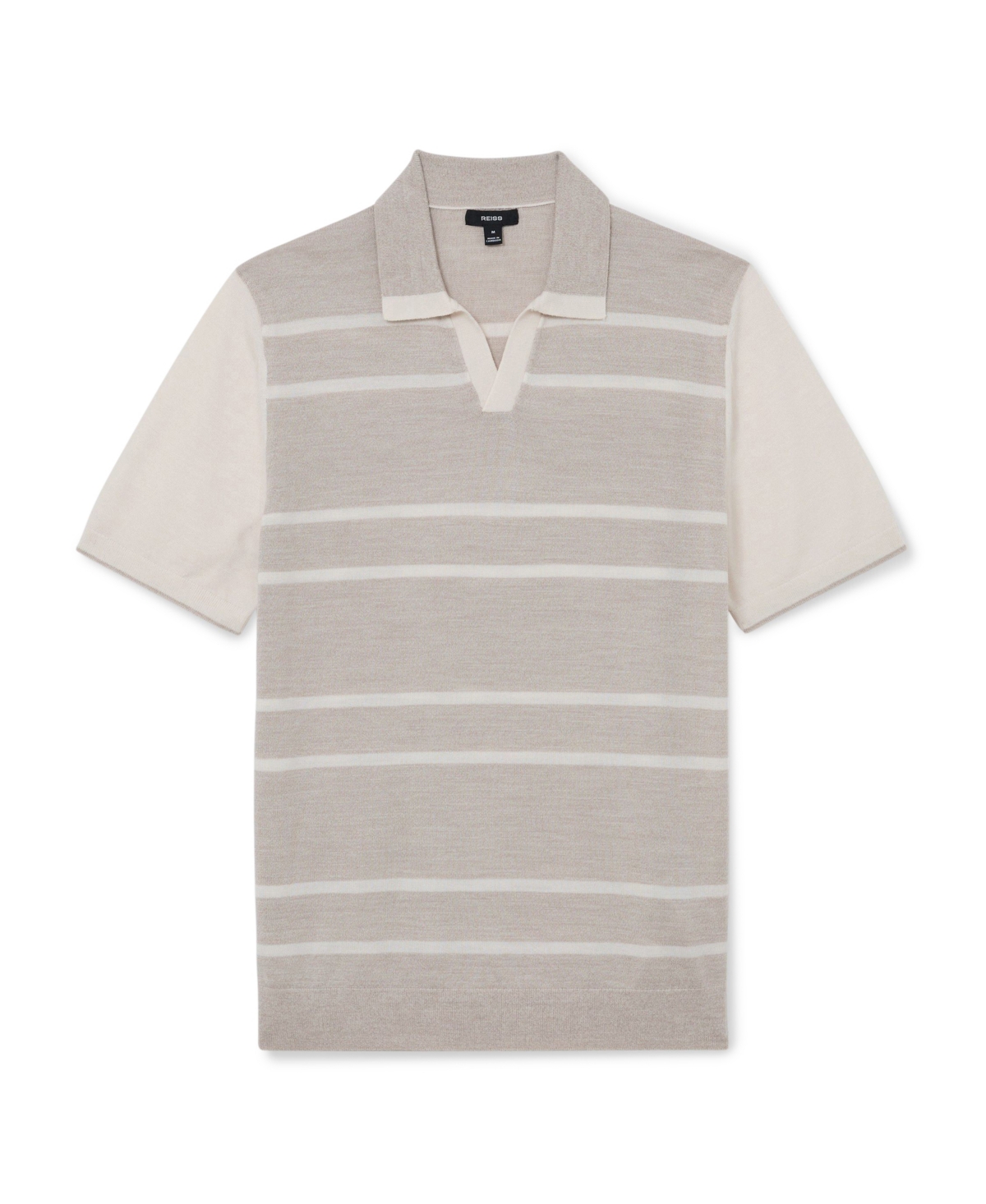 Click here for Reiss Mens Miles Open Collar Striped Merino Wool P... prices