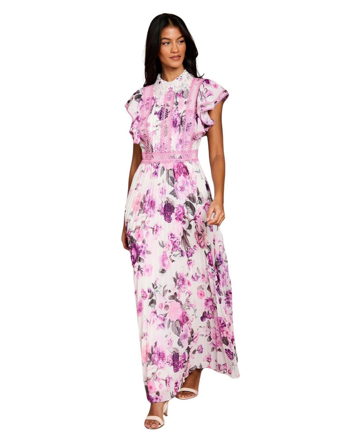 Click here for Coast Womens Lace Collar Frill Maxi Dress - Ivory prices